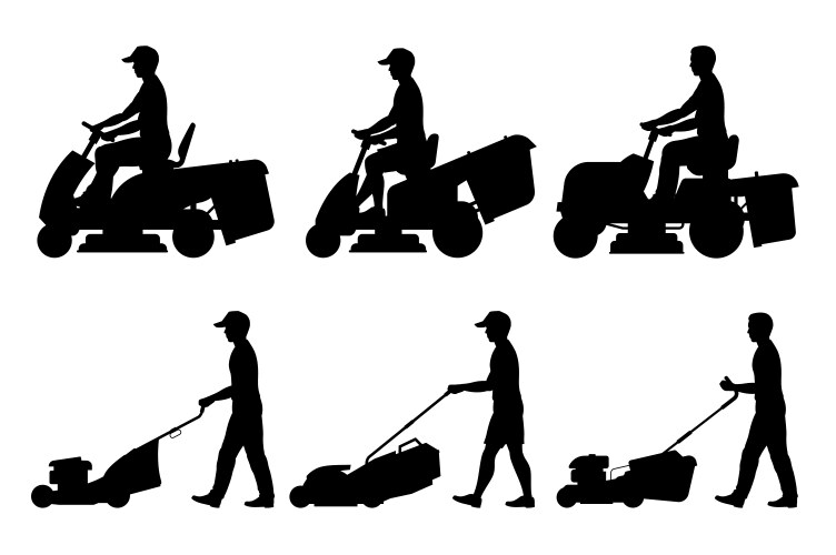 Man mowing lawn Royalty Free Vector Image - VectorStock