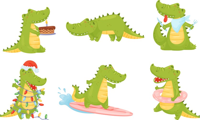 Crocodile Friendly Poses Vector Images (over 200)