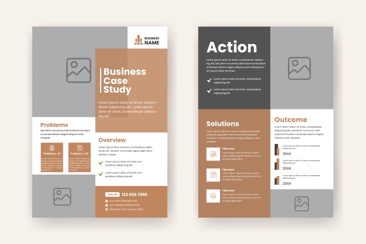 Business case study layout flyer Royalty Free Vector Image