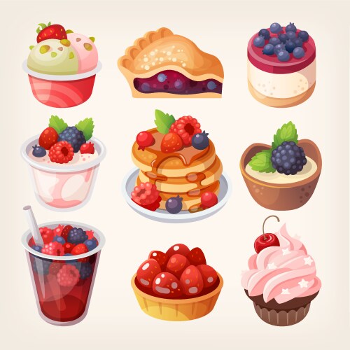 Set of italian desserts Royalty Free Vector Image