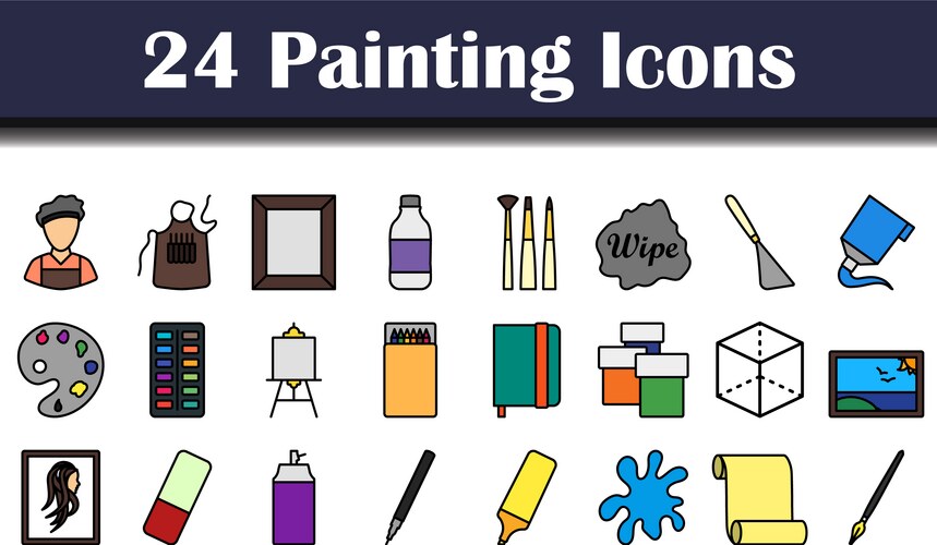 Painting icon set Royalty Free Vector Image - VectorStock