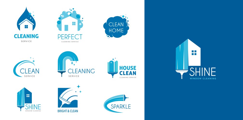 Modern House Cleaning Logos Template Vector Design Of Cleaning Logos