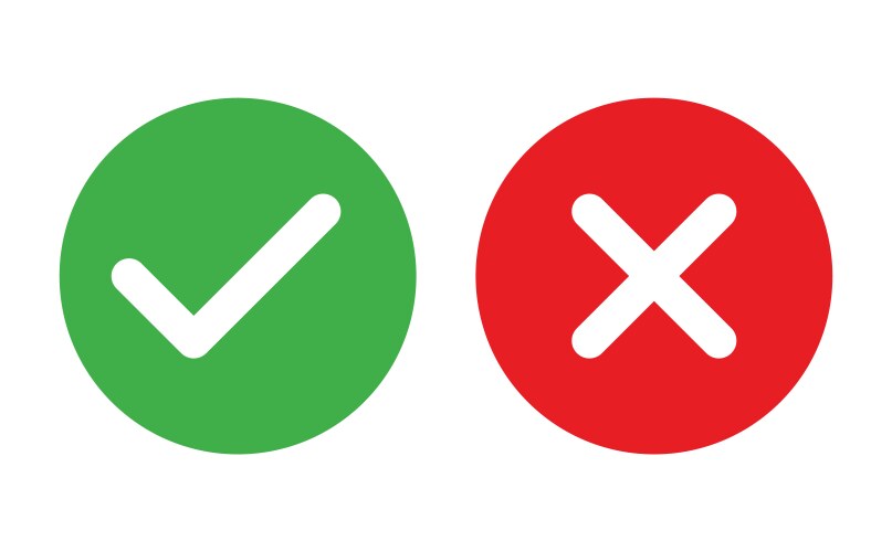 Yes and no check symbol marks Royalty Free Vector Image