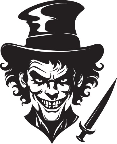 Creepy carousel eerie clown logo spectral smirk Vector Image