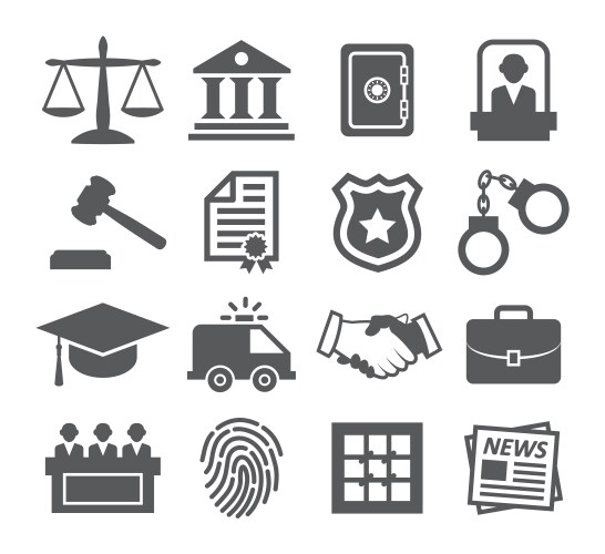 Law icons Royalty Free Vector Image - VectorStock