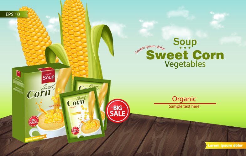 Sweet corn poster label sticker template Vector Image