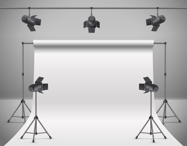 Photography studio photo backdrop and spotlight Vector Image