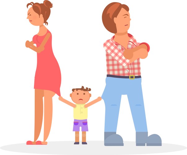 Parents quarrel with child cartoon Royalty Free Vector Image