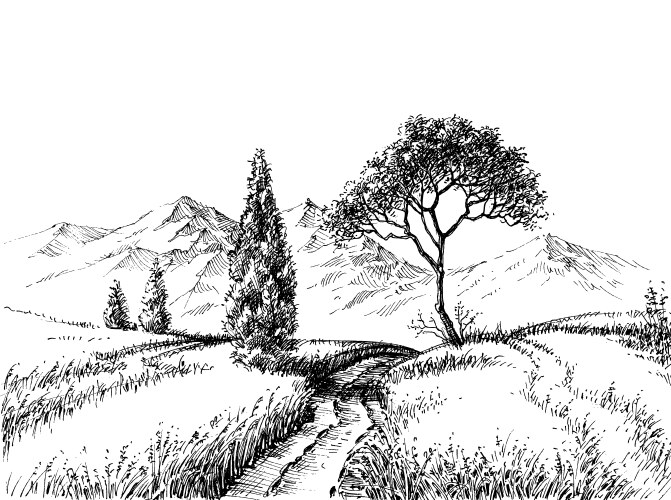 Pencil Drawing Landscape Vector Images (over 2,600)