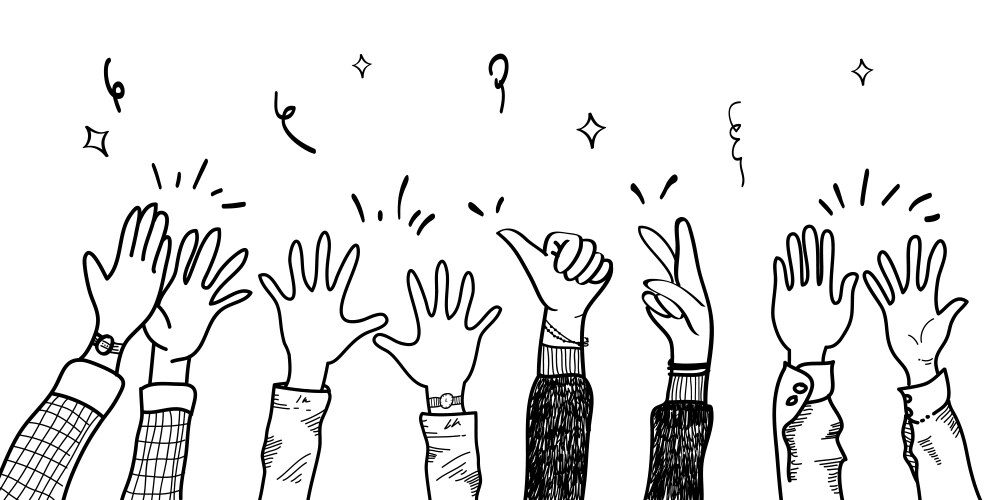Hand drawn sketch style human hands clapping Vector Image