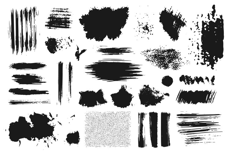Hand drawn gunge set abstract brush strokes Vector Image