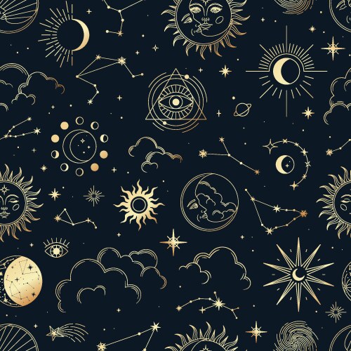 Magic seamless pattern with constellations Vector Image