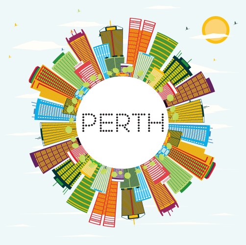 Perth City Skyline Silhouette Vector Images (96)