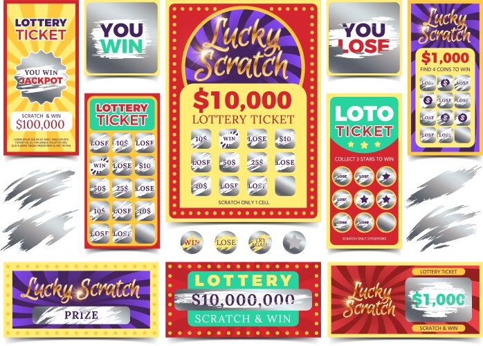 Lottery winning ticket and scratch cards Vector Image