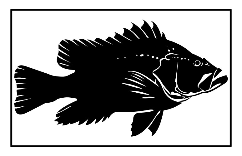 Grouper fish logo template silhouette Royalty Free Vector