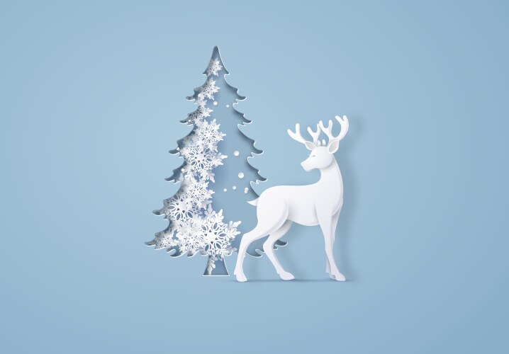 Deer in forest with snow Royalty Free Vector Image