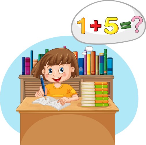 Children doing their homework Royalty Free Vector Image