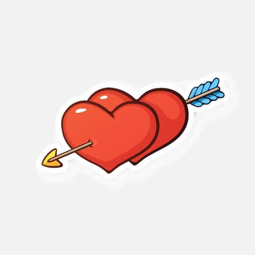 Cartoon sticker heart Royalty Free Vector Image