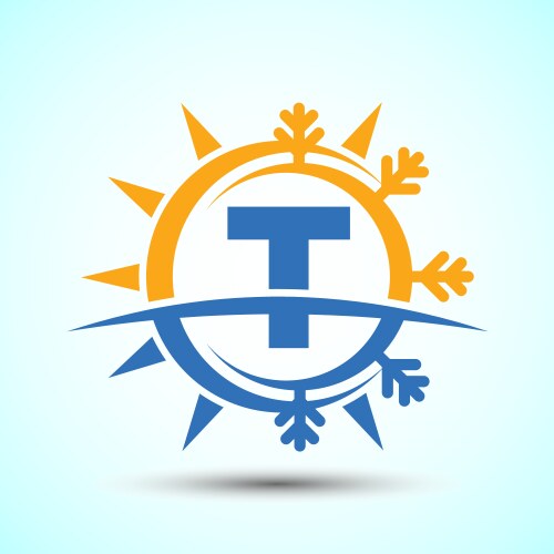 Initial alphabet q with abstract sun and snow air Vector Image