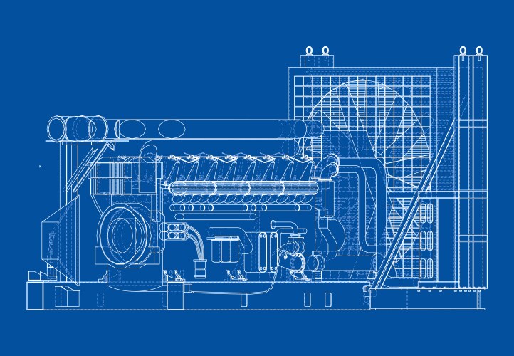 Mobile power generator blueprints Royalty Free Vector Image