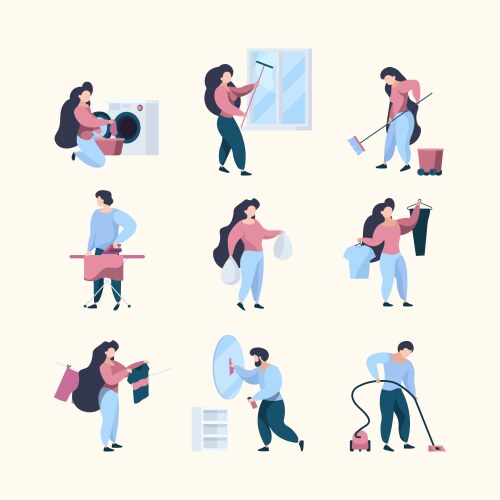 Office team cartoon characters icons set Vector Image