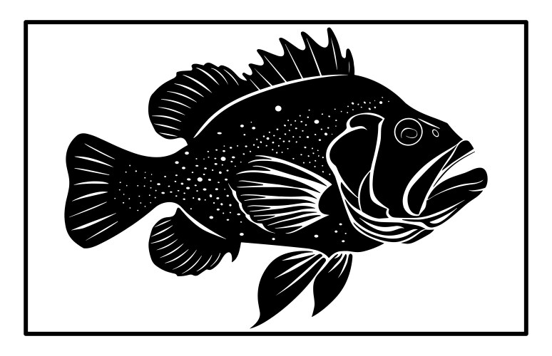Grouper fish logo template silhouette Royalty Free Vector