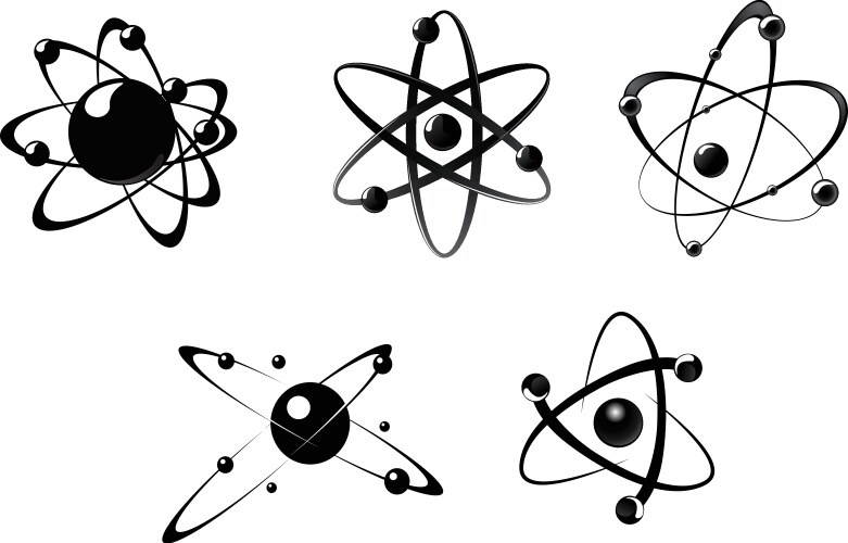 Cute cartoon molecule and atom icon set atomic Vector Image
