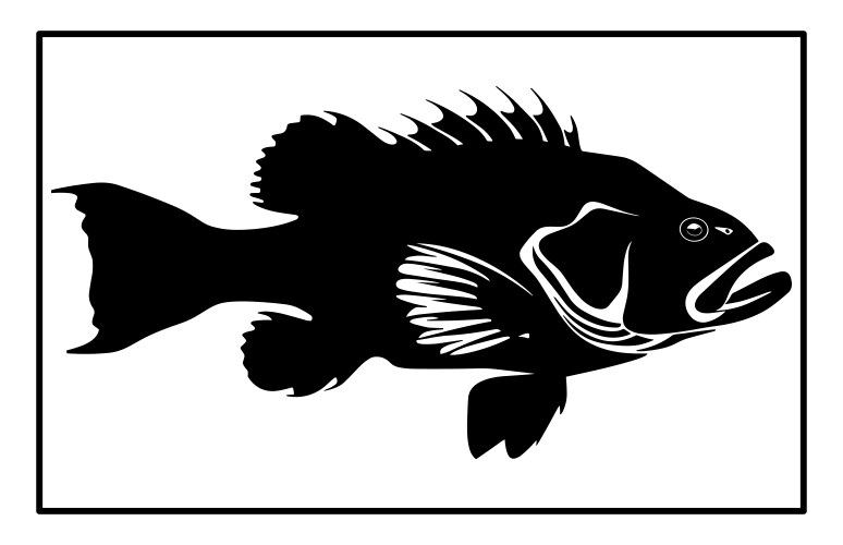 Grouper fish logo template silhouette Royalty Free Vector