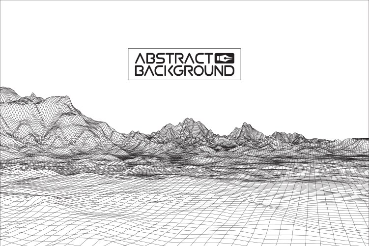 Abstract 3d wire-frame landscape blueprint style Vector Image