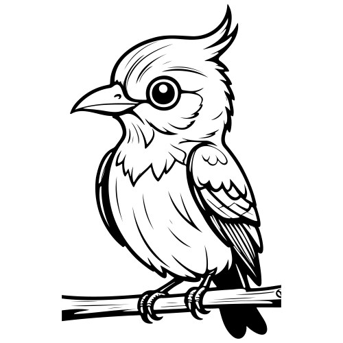 Cartoon bird of hand drawn line transparent Vector Image