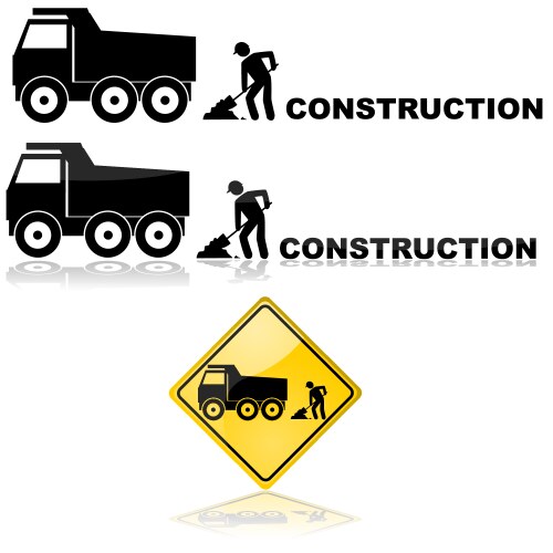 Warning sign construction area Royalty Free Vector Image