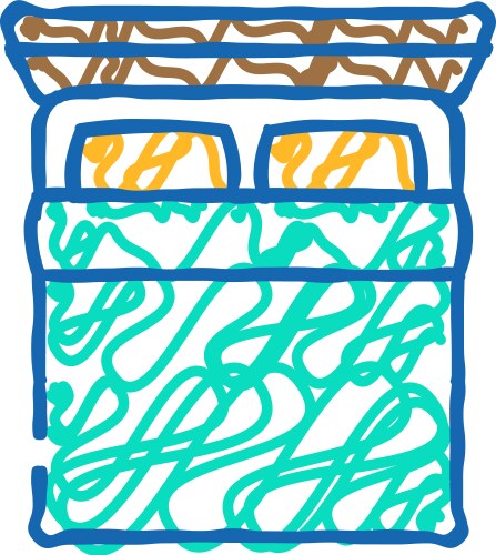 Single bed top view icon doodle Royalty Free Vector Image