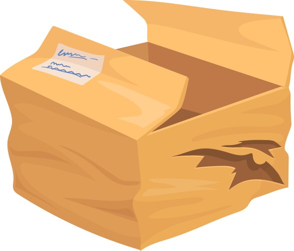 Wet cardboard box damaged parcel shipping fail Vector Image