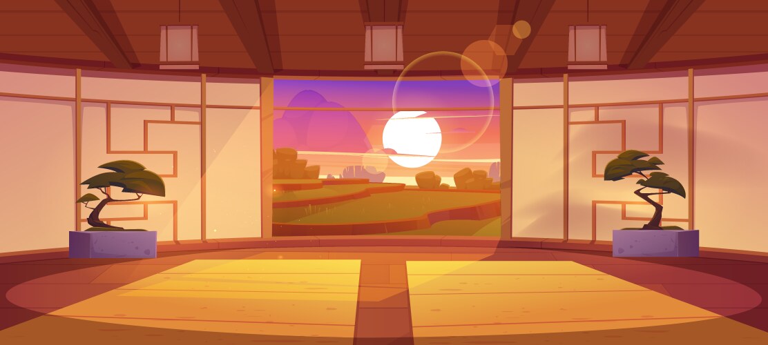 Dojo room japanese style interior for meditation Vector Image