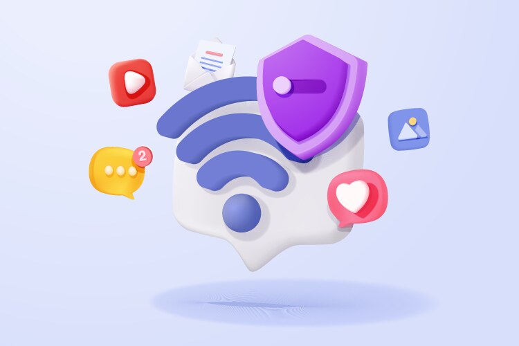 3d wireless connection Royalty Free Vector Image