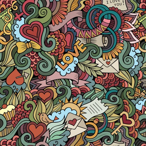 Doodles love seamless pattern Royalty Free Vector Image