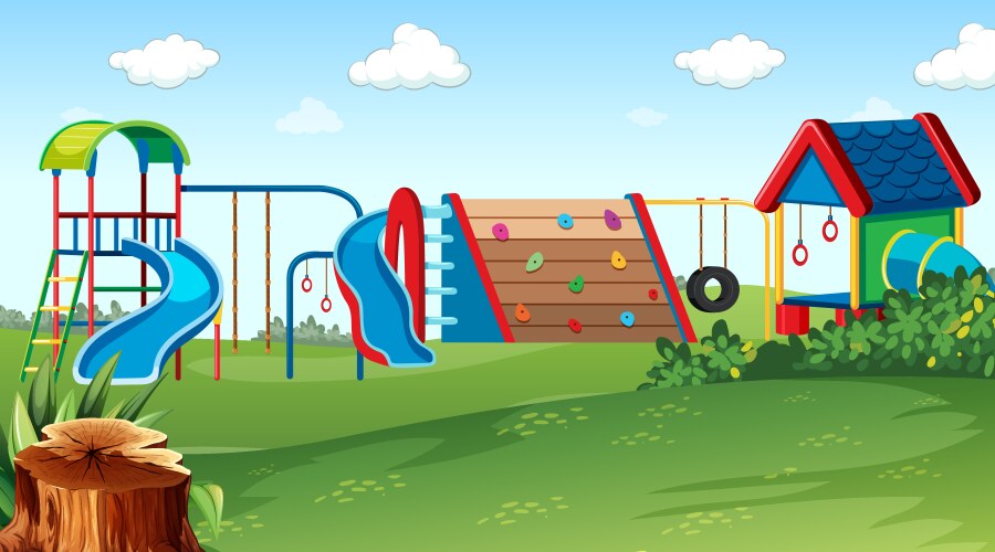 Cartoon urban park kids playground in the nature b