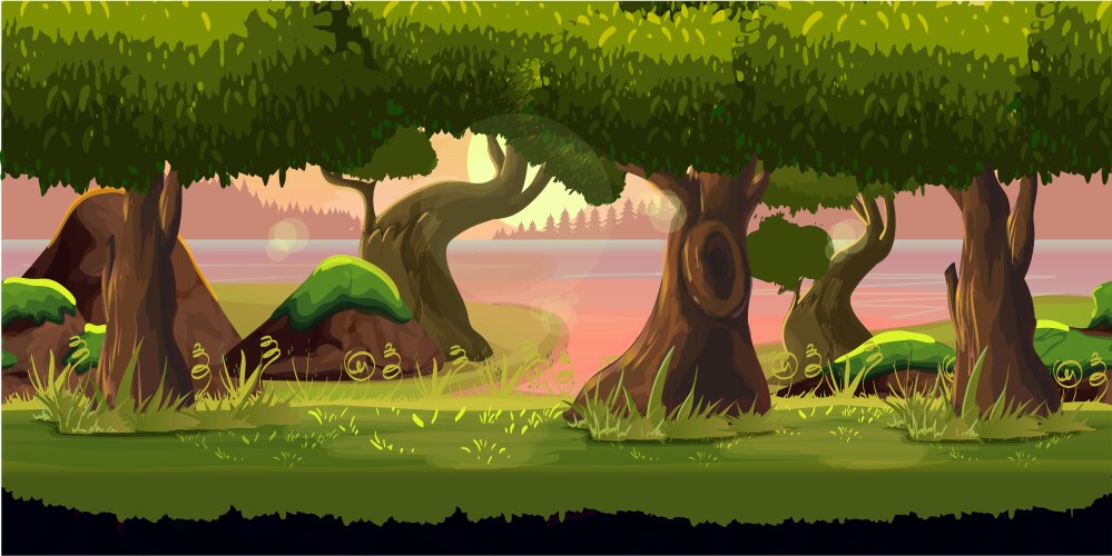 Forest game background Royalty Free Vector Image
