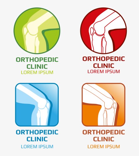 Knee joint bones logo for orthopedic Royalty Free Vector