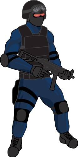 Swat in protection uniform Royalty Free Vector Image