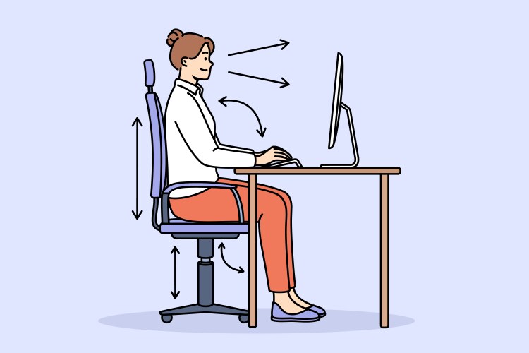Ergonomics correct sitting posture Royalty Free Vector Image