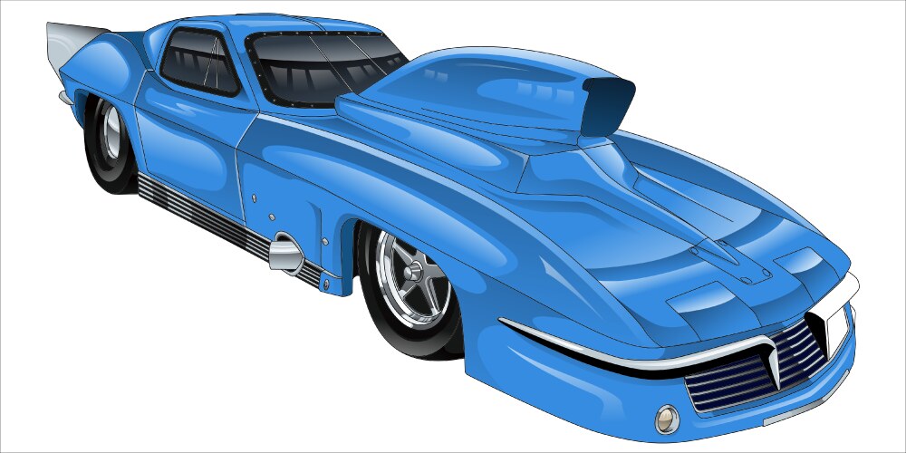 Blue drag racing car with black strip Royalty Free Vector
