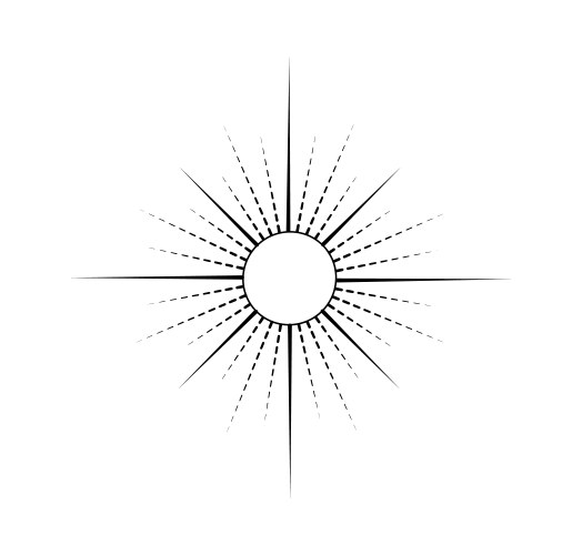 Minimalistic sun rays sunburst silhouette Vector Image