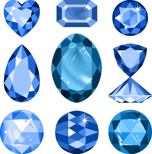 Six gems of different colors on white background Vector Image