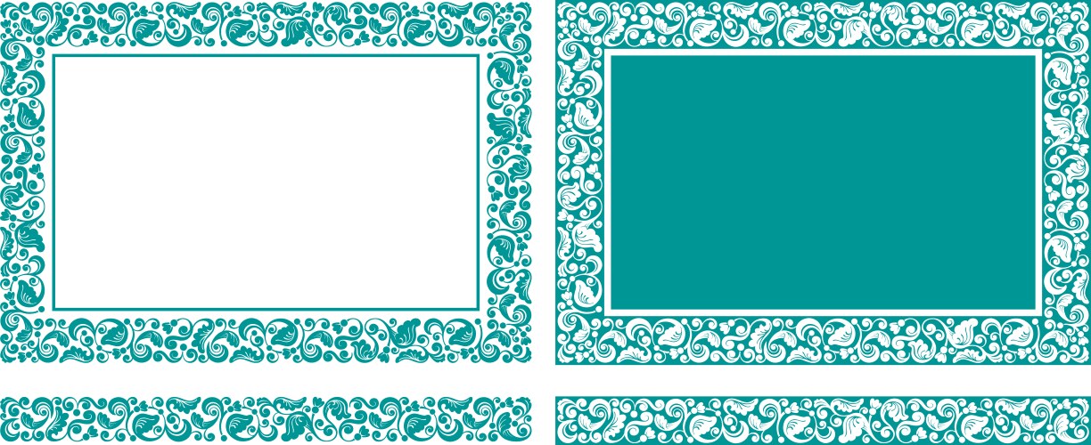 Set of rectangle frames with double wavy borders Vector Image