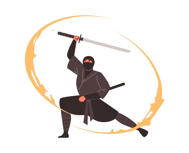 A image ninja warrior in dynamic pose Royalty Free Vector