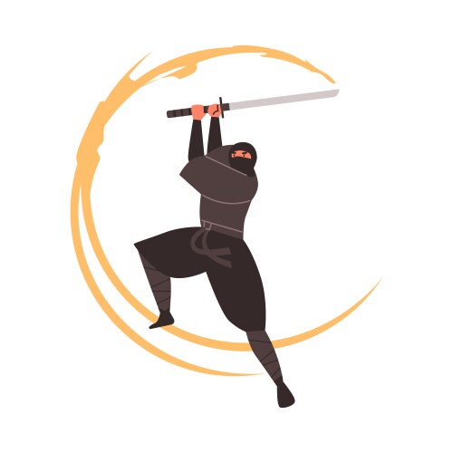 A image ninja warrior in dynamic pose Royalty Free Vector