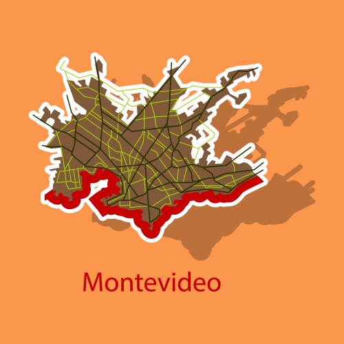 Montevideo sticker map outline version ready Vector Image