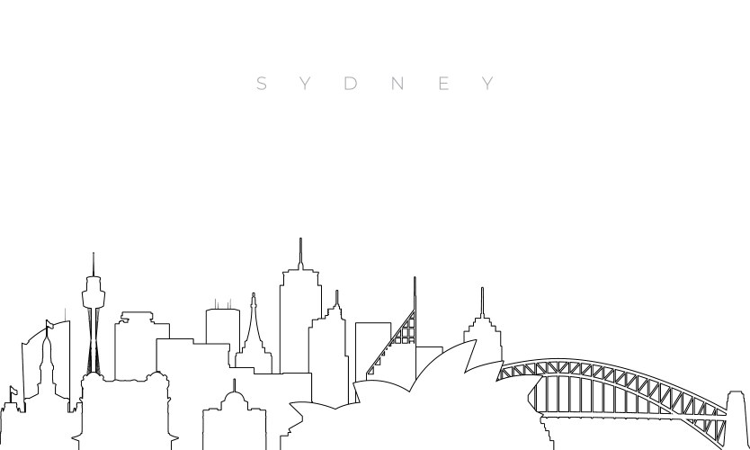 Sydney v3 skyline in red Royalty Free Vector Image