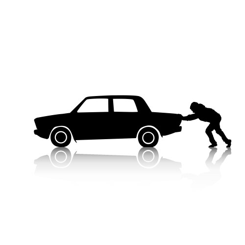 Cartoon of man pushing large box up to hill Vector Image